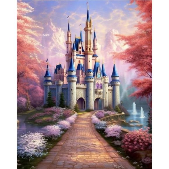 Art | Diy 5d Diamond Art Painting Kit Pink Castle | Poshmark